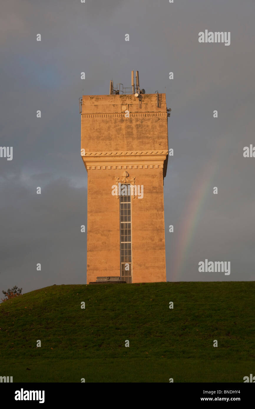 Kimberley water tower, with small rainbow. Nottinghamshire Stock Photo ...