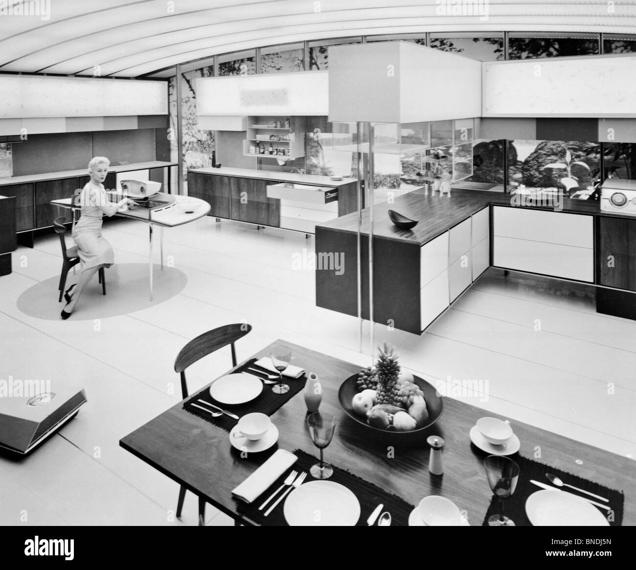 Full kitchen Black and White Stock Photos & Images - Alamy