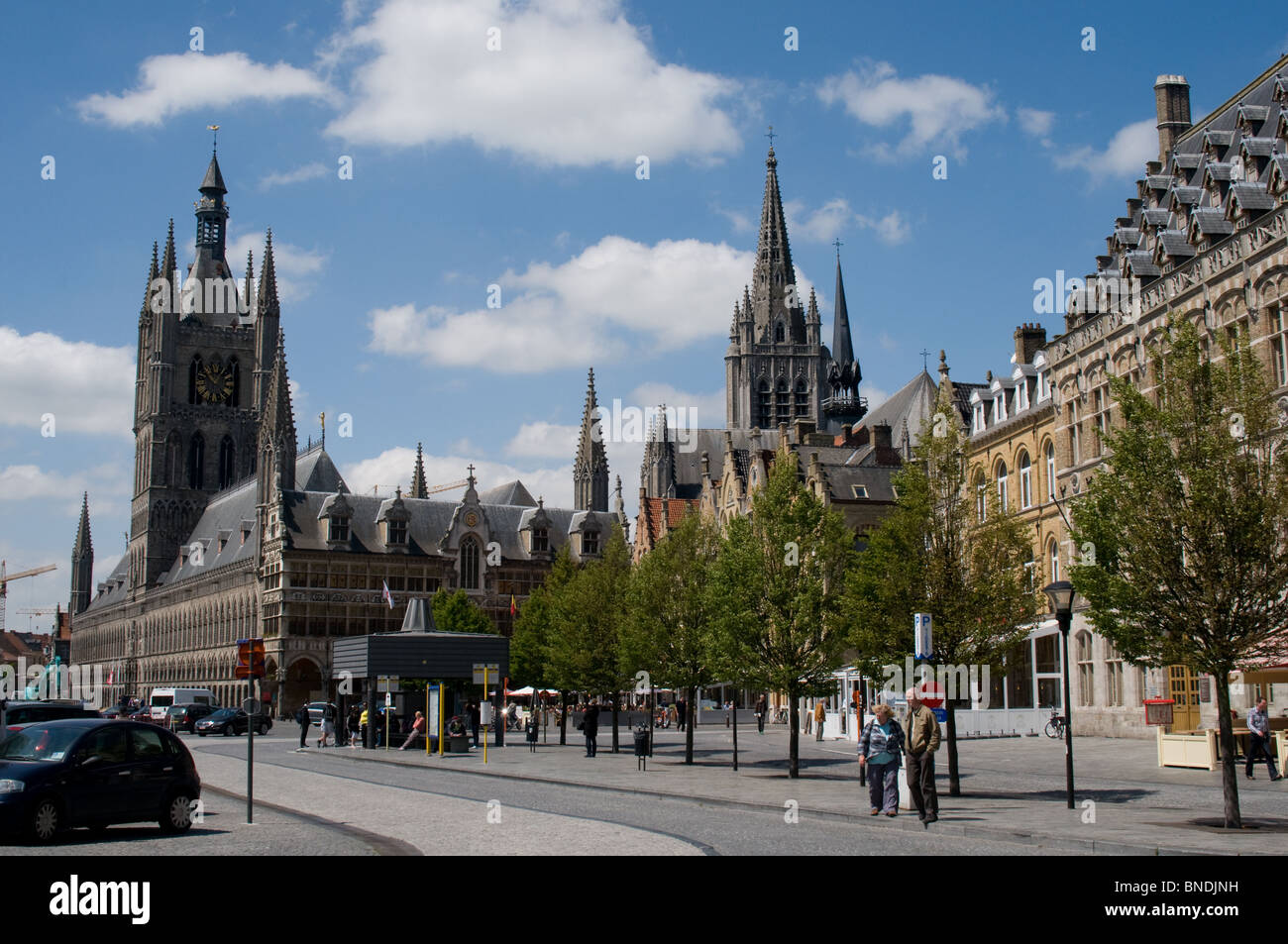 A view looking across the main square to the Cloth hall and Saint ...