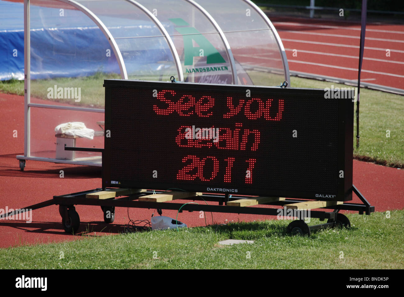 Goodbye message on scoreboard at Wiklöf Holding Arena Mariehamn at ...