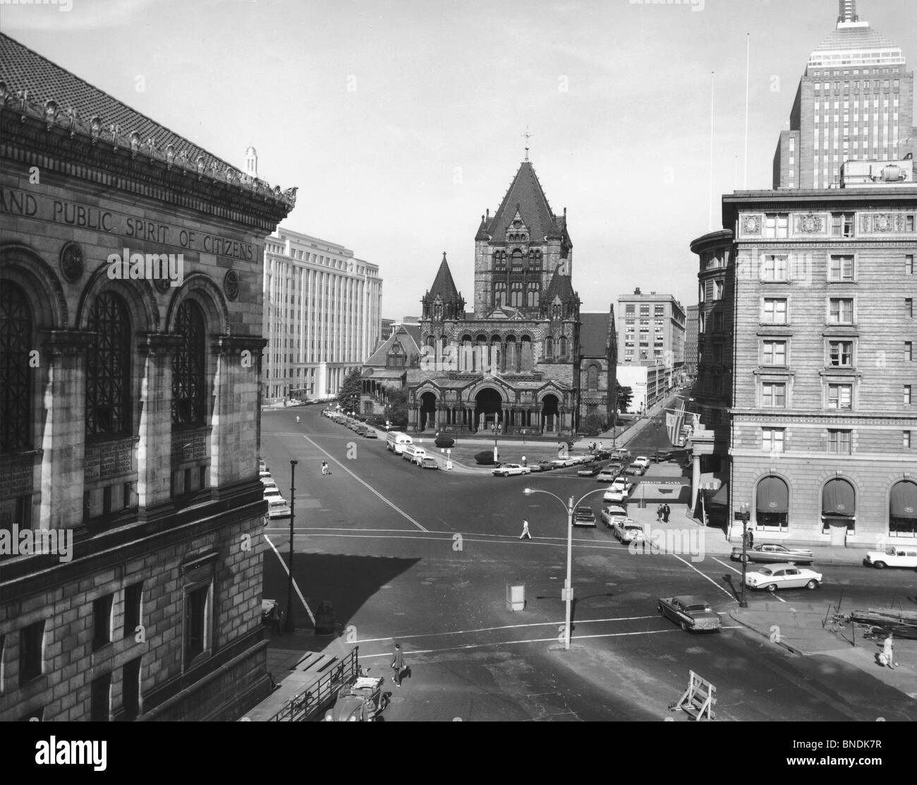 High angle view of a town square, Copley Square, Boston, Massachusetts ...