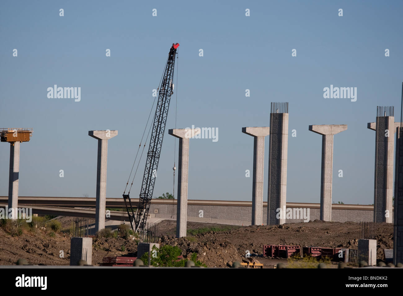 Bridge piers under construction near Austin, Texas, to support a ...
