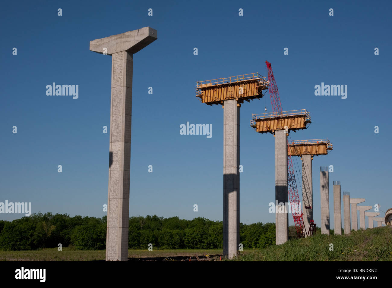 Bridge piers under construction near Austin Texas to support a flyover ...