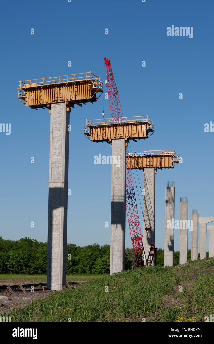Bridge piers near Austin Texas to support a flyover at the intersection ...