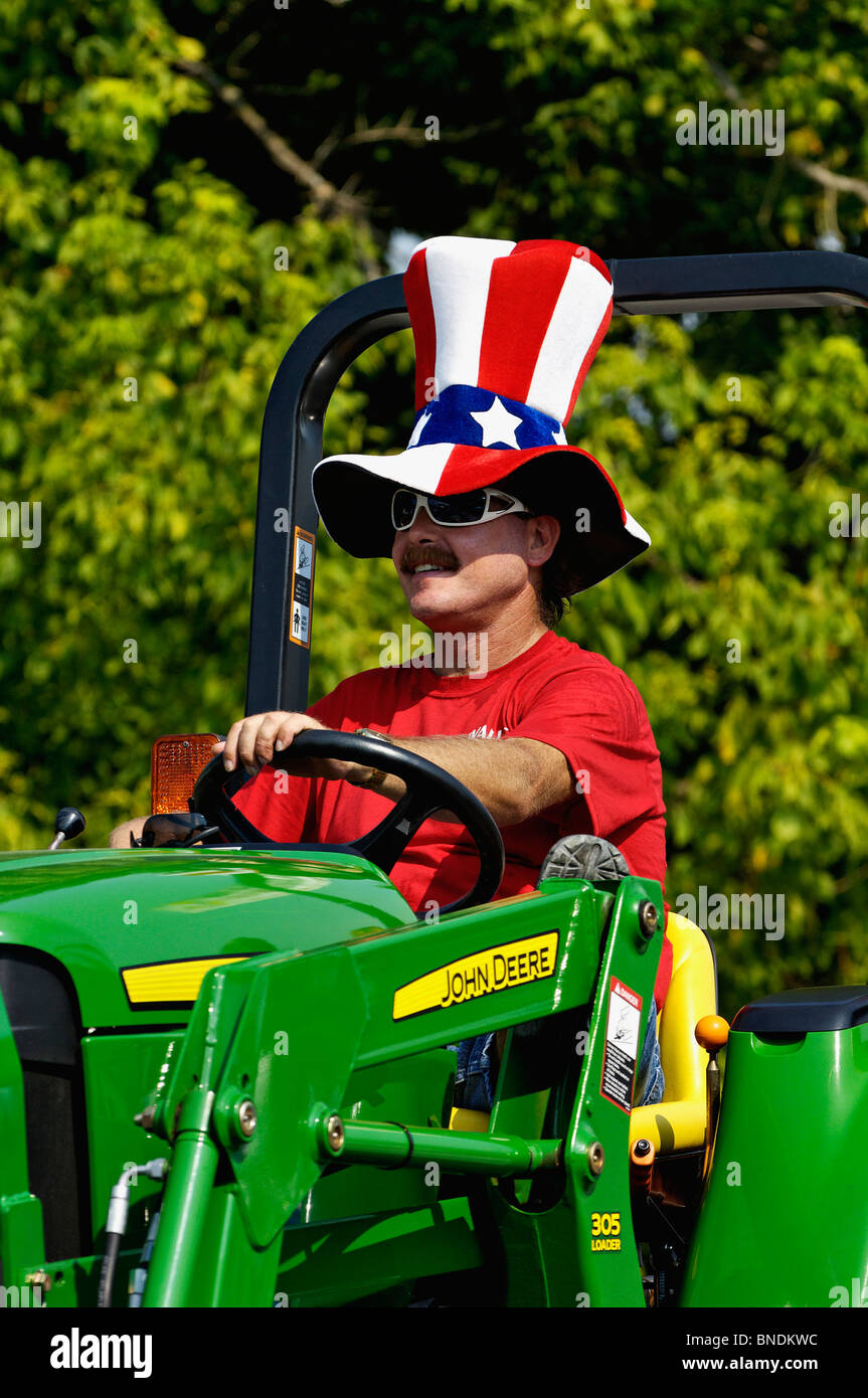 Man Wearing Novelty Red, White and Blue Patriotic Top Hat in Oldest ...