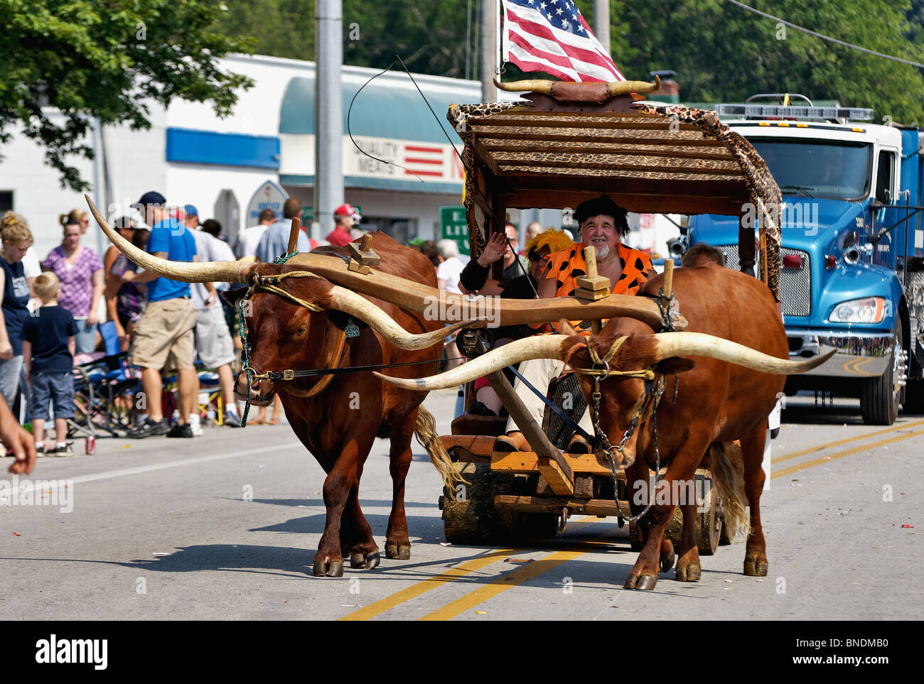 Man Dressed as Fred Flintstone Driving Oxen in Oldest Continuous ...