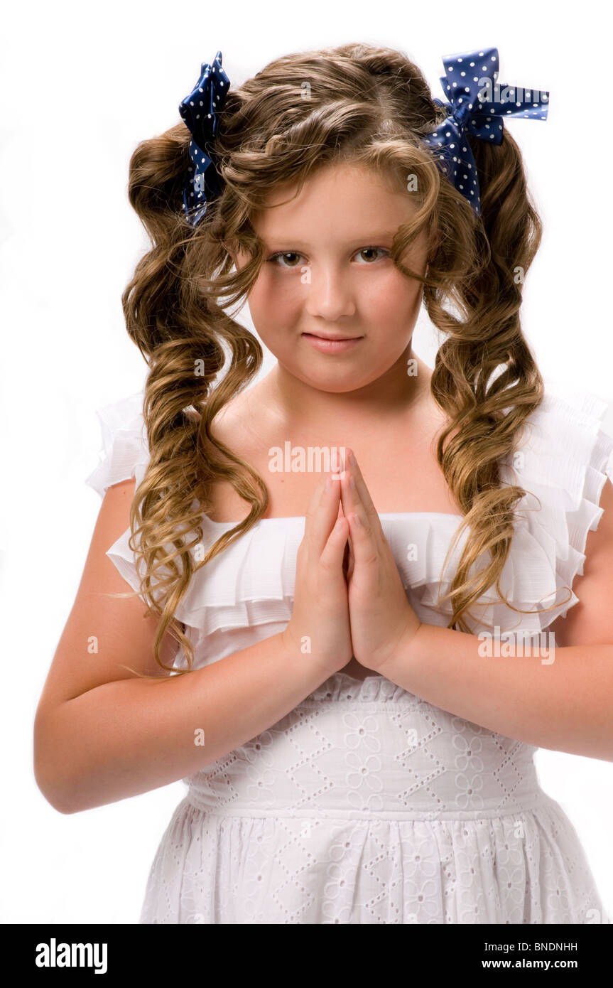innocent girl on white seamless Stock Photo - Alamy