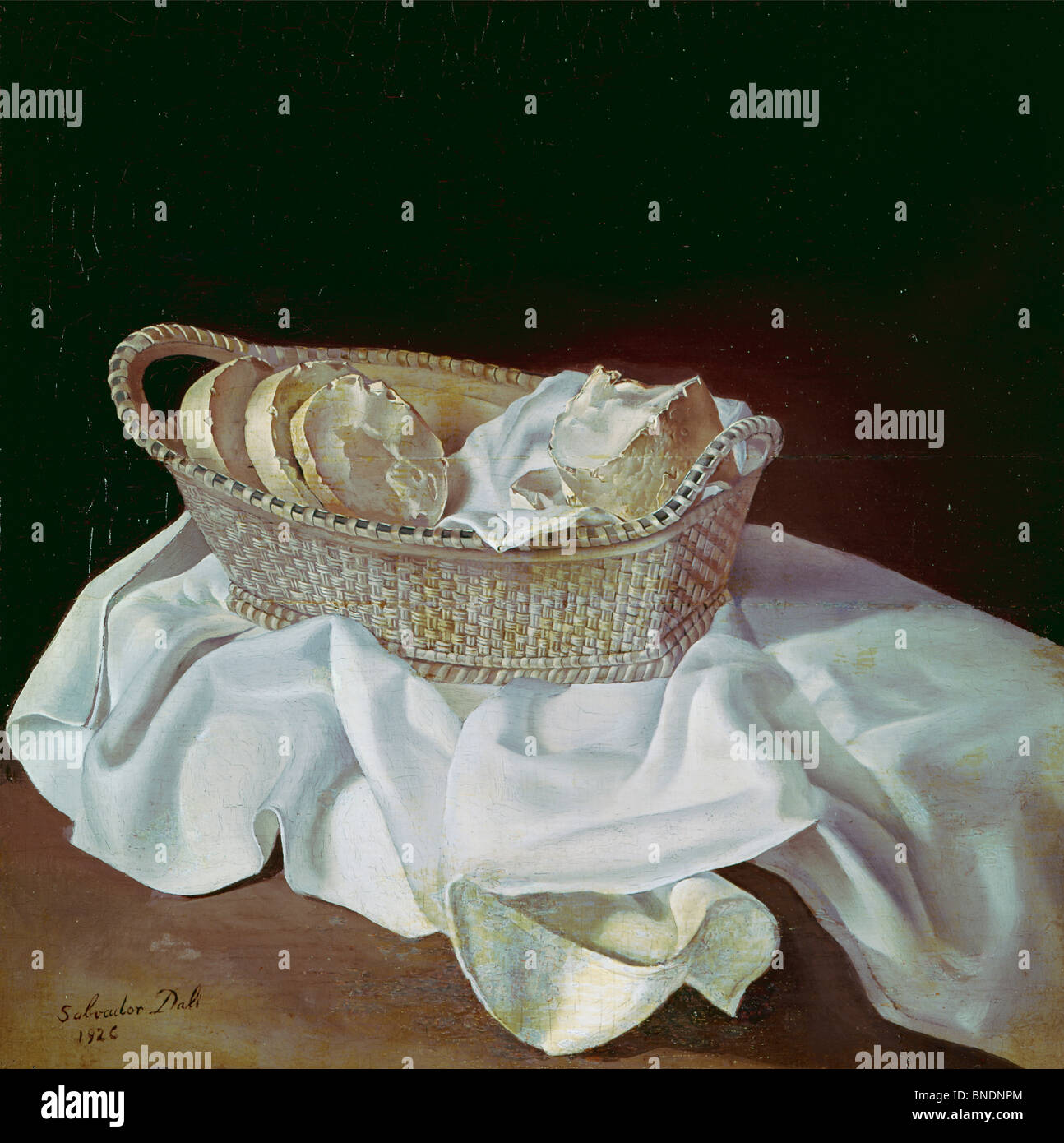 Basket of bread by Salvador Dali, oil on wood panel, 1926, 1904-1989 ...
