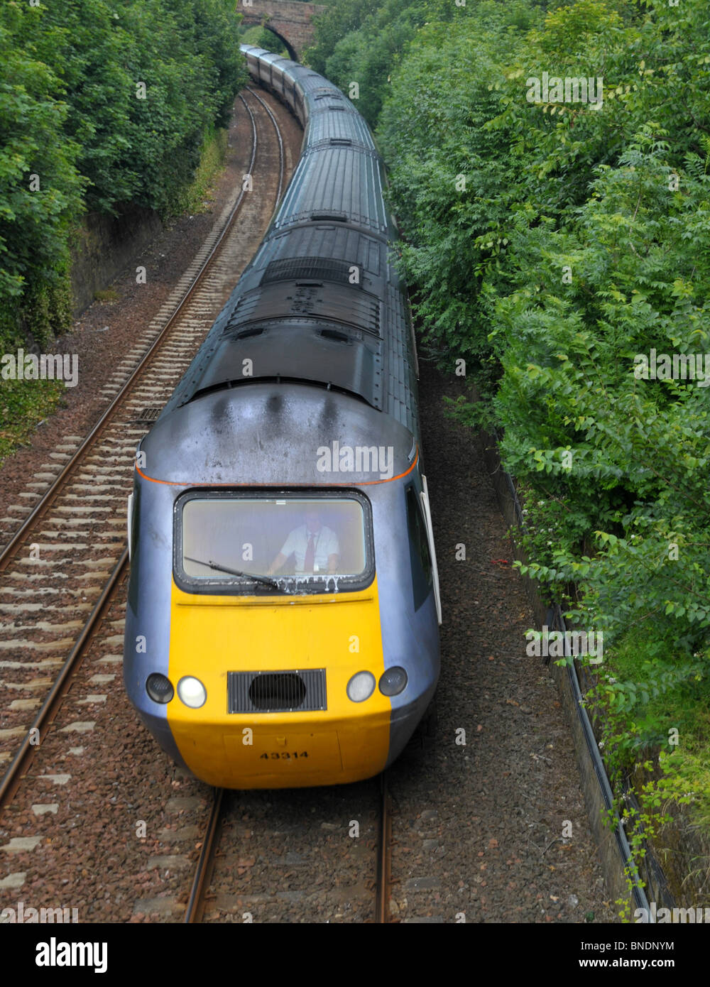 Looking down on an approaching train Stock Photo - Alamy