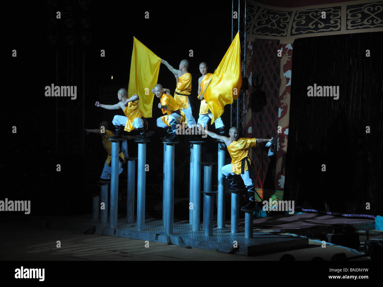 chinese fighting warriors conclude their performance on stage of the ...