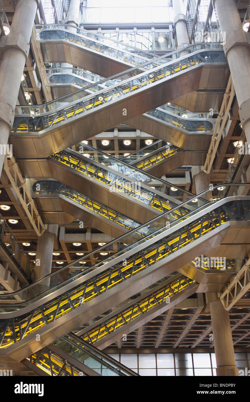 Escalators in a building, Lloyds of London, City Of London, London ...