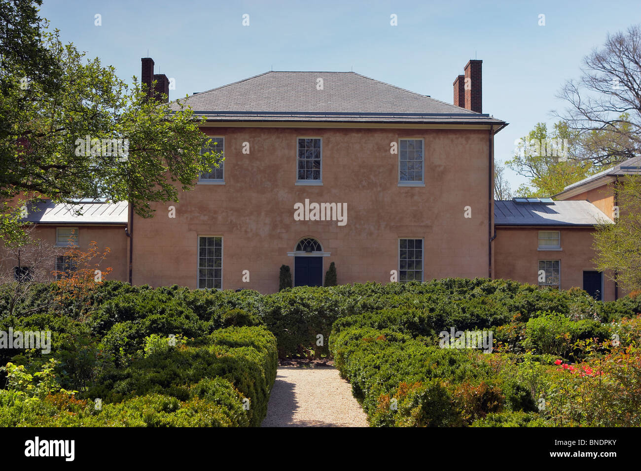 The rear façade of Tudor Place, Washington, DC, home of Thomas Peter ...