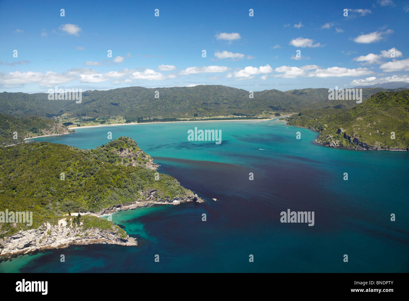Rocky Coastline and Kennedy Bay, Coromandel Peninsula, North Island ...