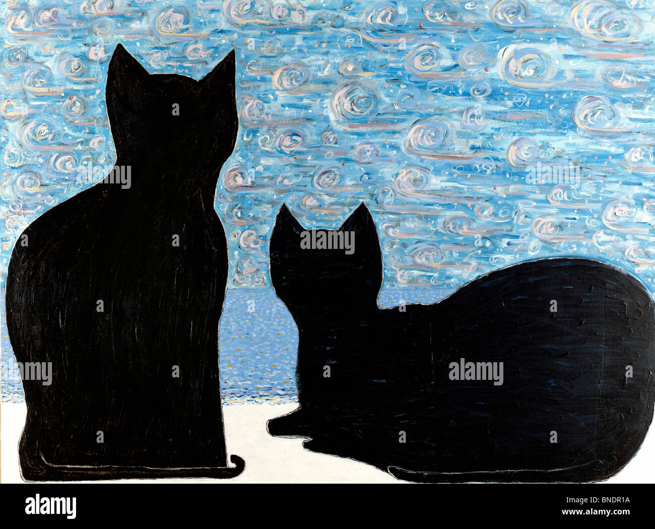 Cats at the Beach 1998 Peter Sickles (20th C./American) Oil on canvas ...