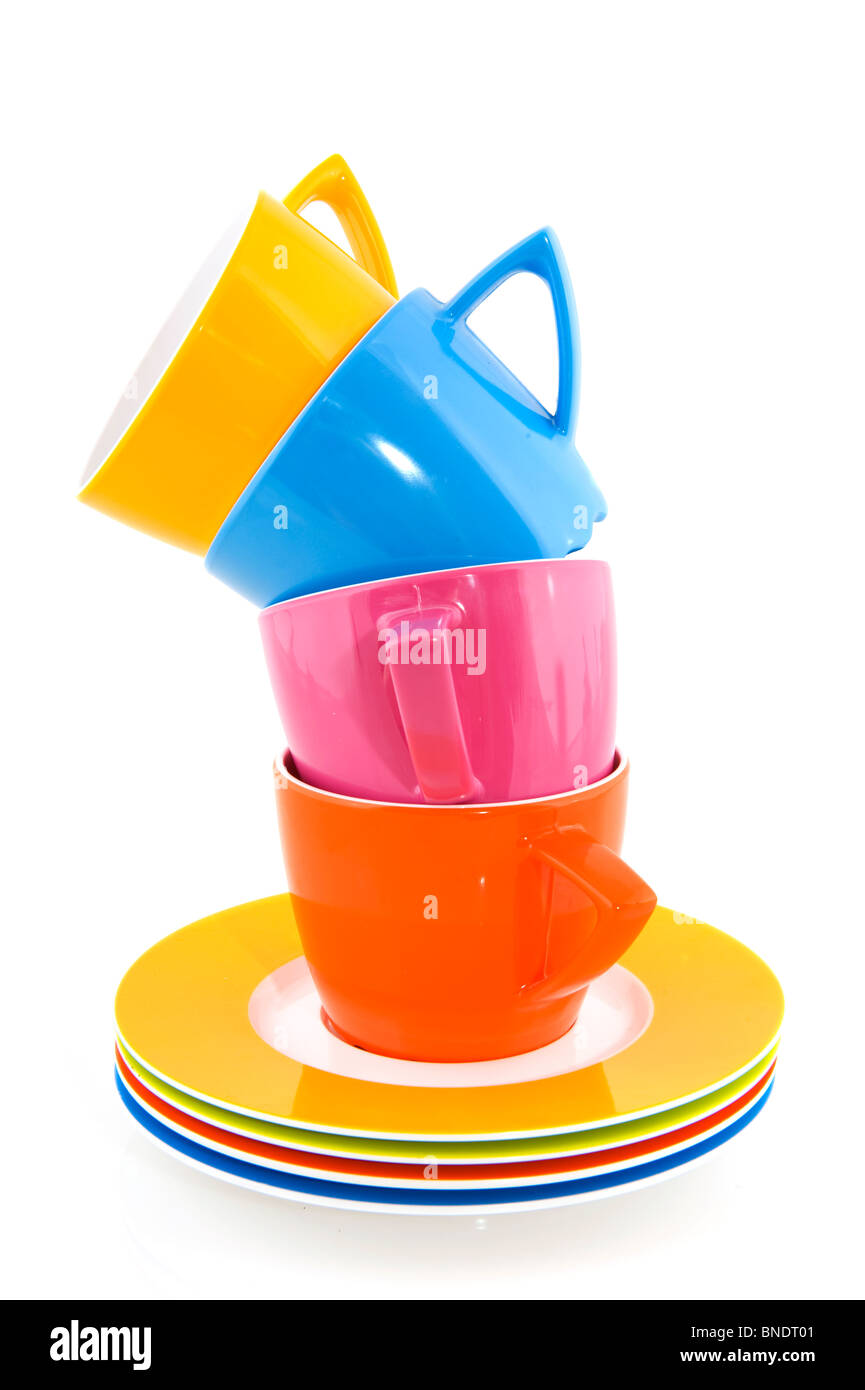 colorful camping crockery Stock Photo - Alamy