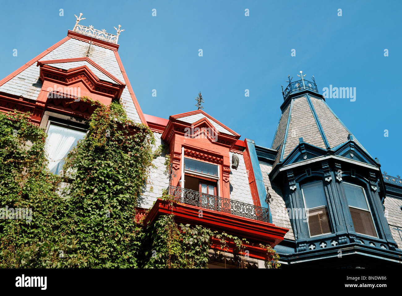 Colorful victorian houses in Montreal Stock Photo - Alamy
