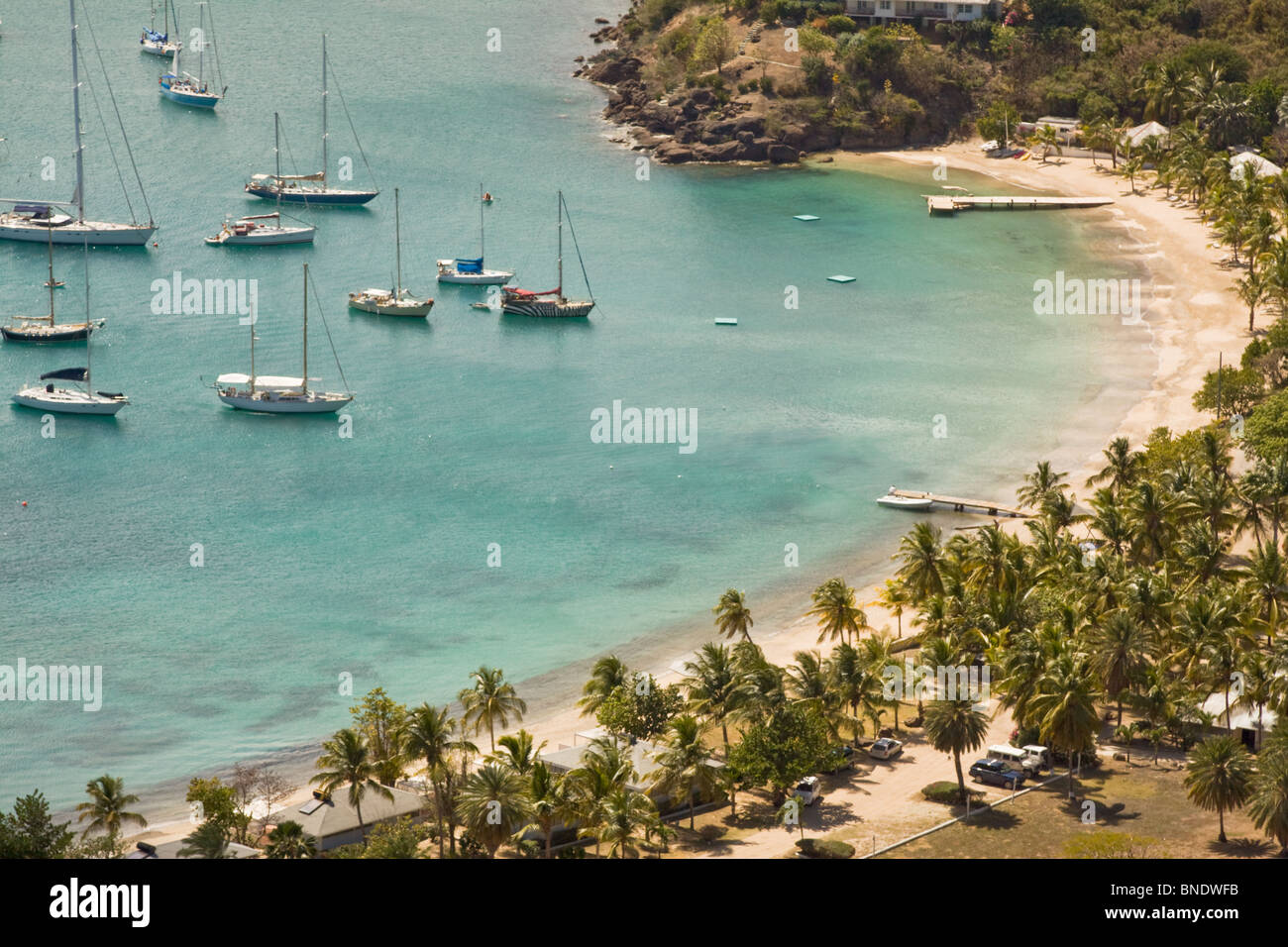Nelson's Dockyards at English Harbor from Shirley Heights, Antigua ...