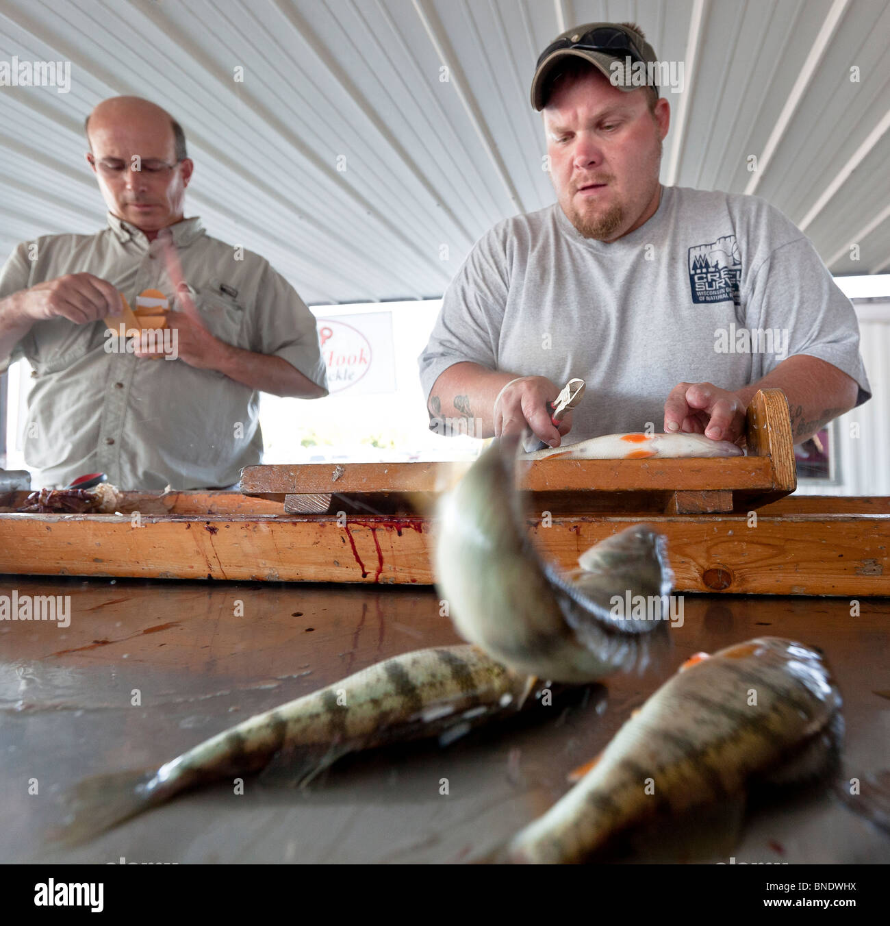 Jeff Zinuticz, center, and Craig Bender, left, measure and weigh Lake ...