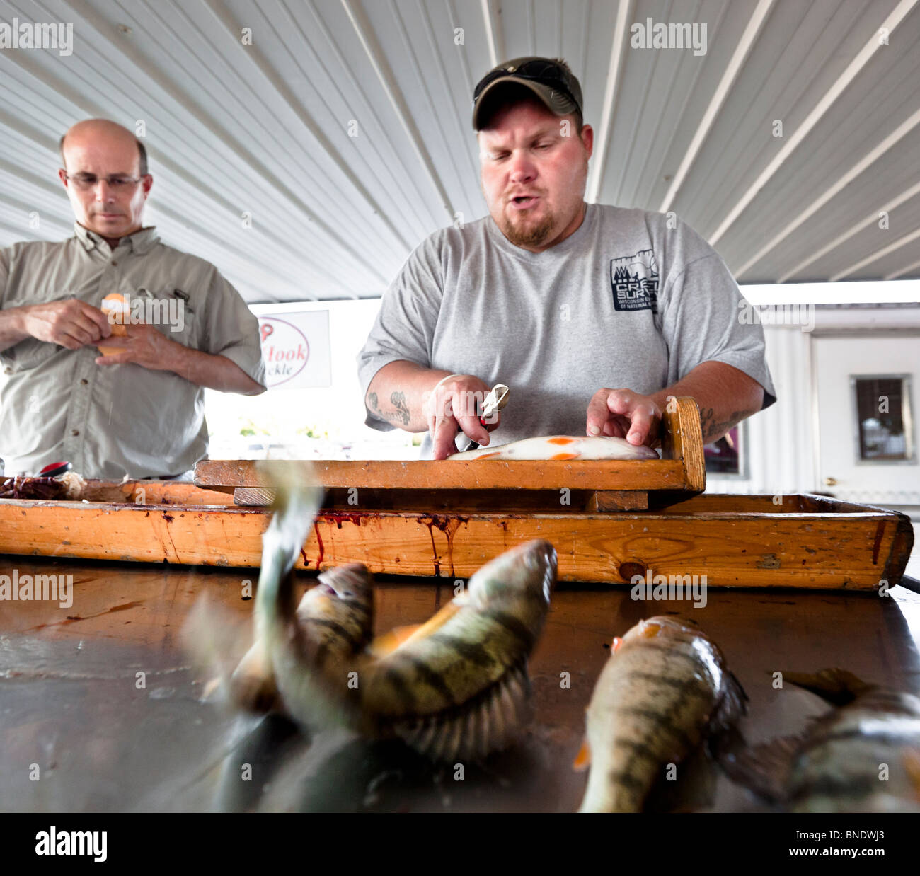 Jeff Zinuticz, center, and Craig Bender, left, measure and weigh Lake ...