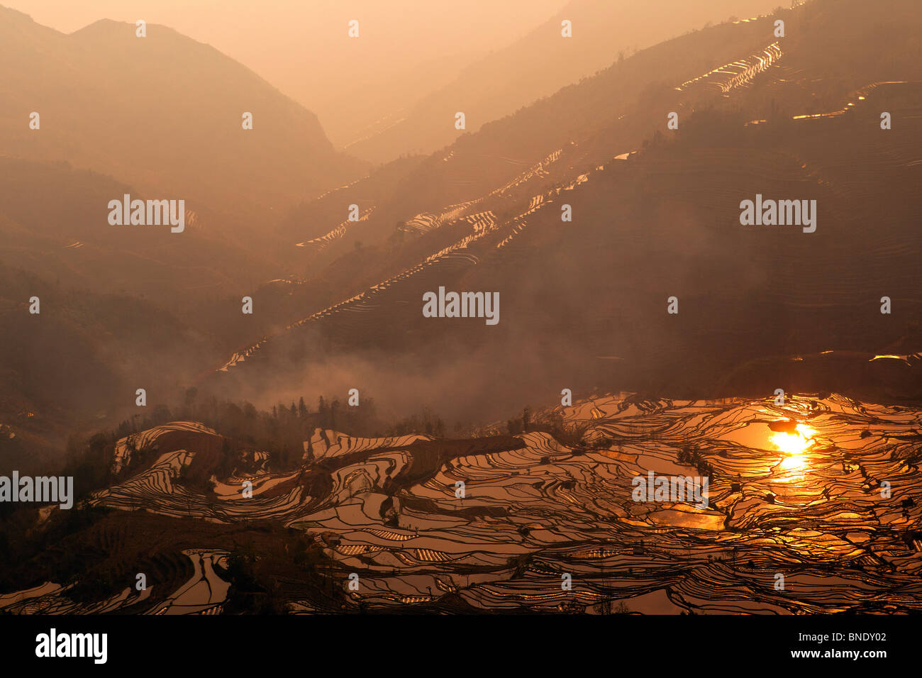 Yuanyang County rice terraces built by the Hani nationality, southwest ...