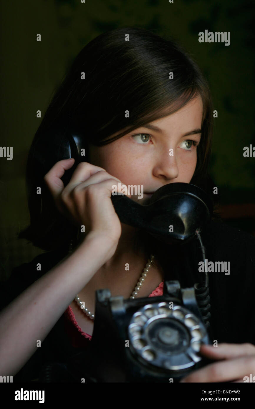 Girl talking on the telephone Stock Photo - Alamy