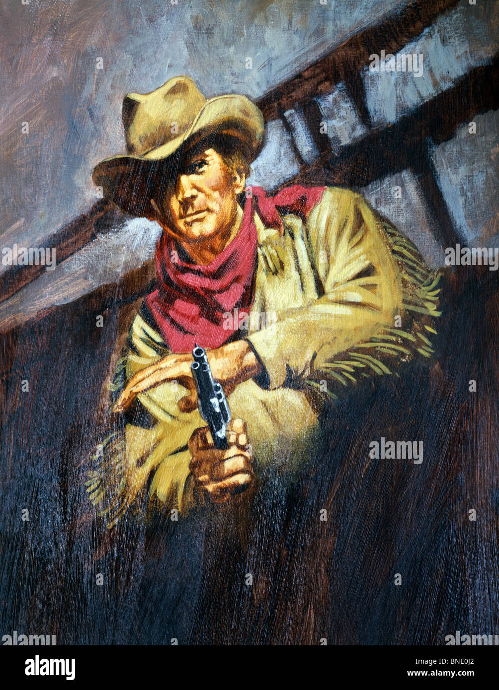Cowboy aiming with a gun Stock Photo - Alamy