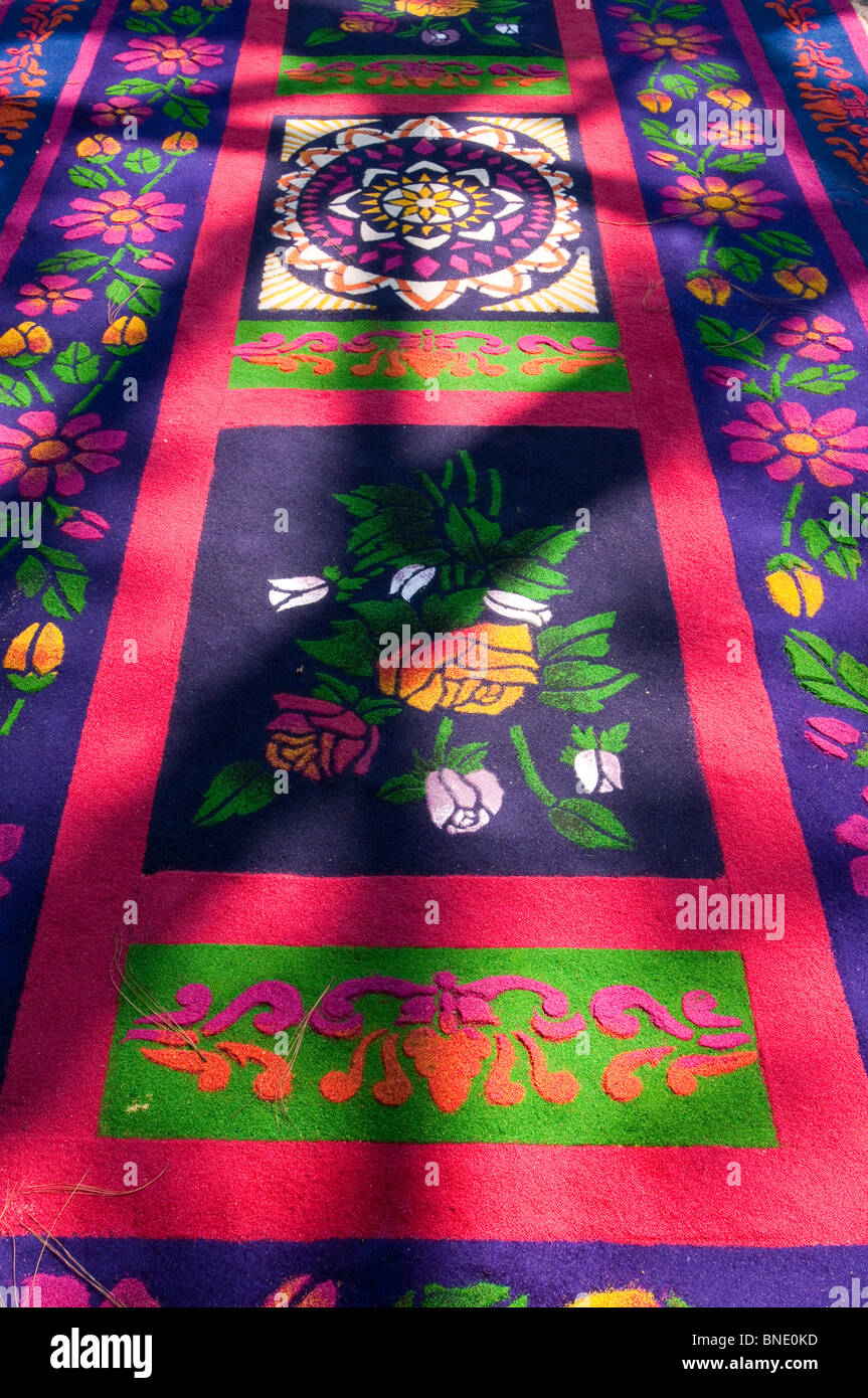 Sand carpet for Easter Procession, Antigua, Guatemala Stock Photo - Alamy