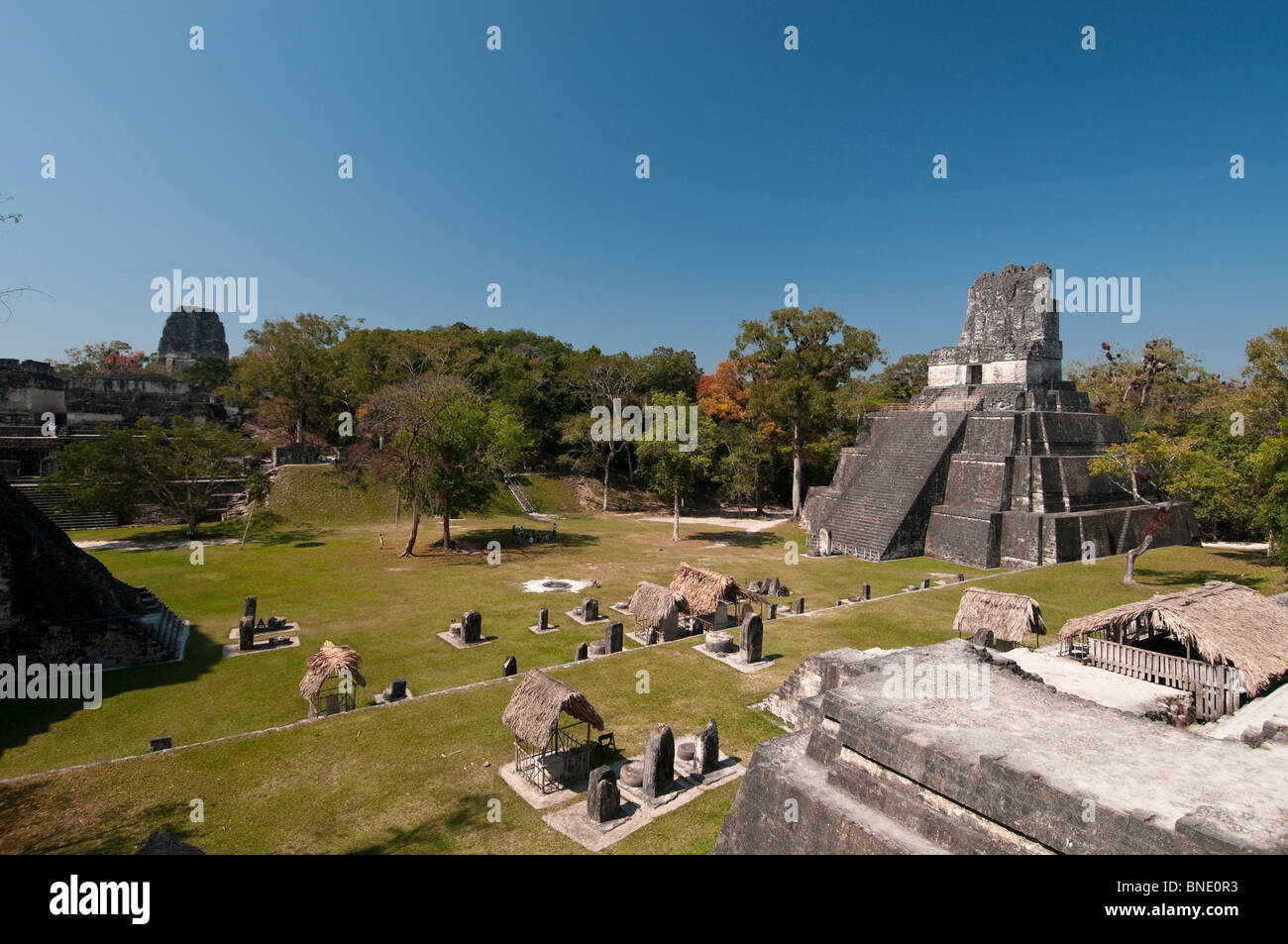 High angle view of a temple, Tikal Temple II, Great Plaza, Tikal ...