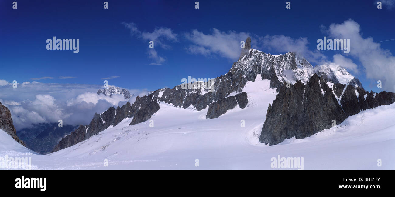 Panoramic View of the Dent du Geant and Glacier du Geant, Mont Blanc ...