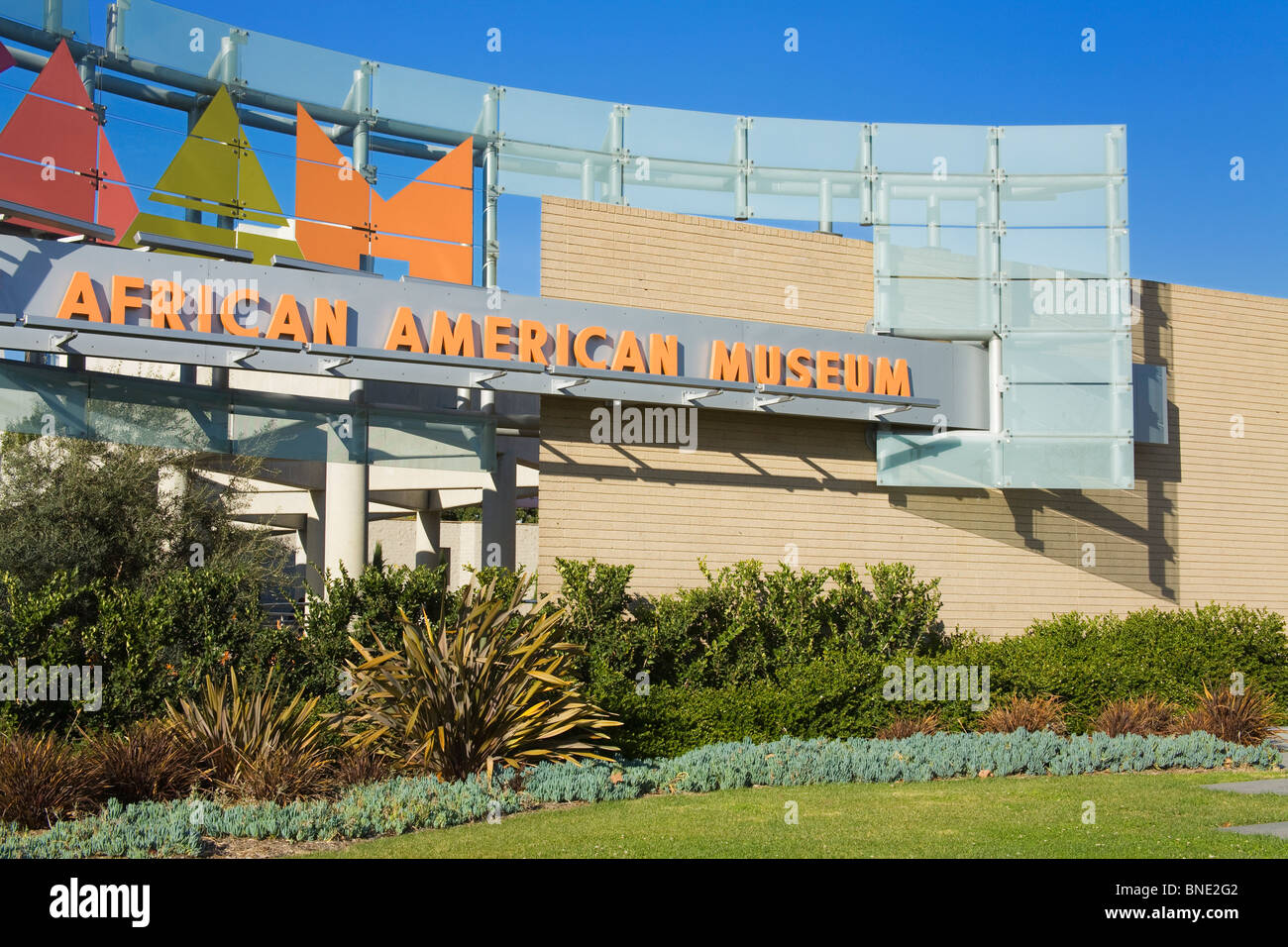 Facade of a museum, California African American Museum, Exposition Park ...