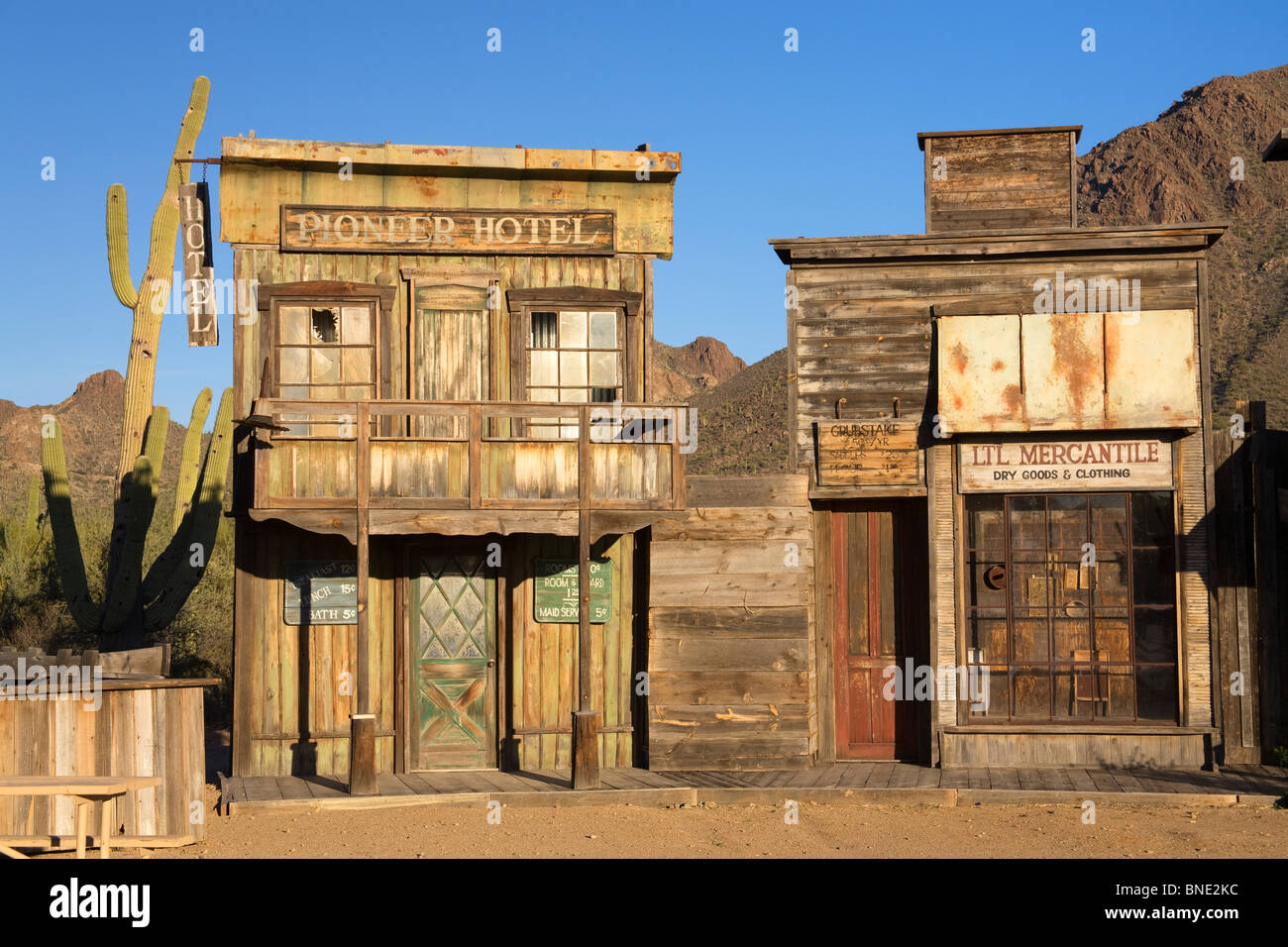Facade of a hotel, Old Tucson Studios, Tucson, Pima County, Arizona ...