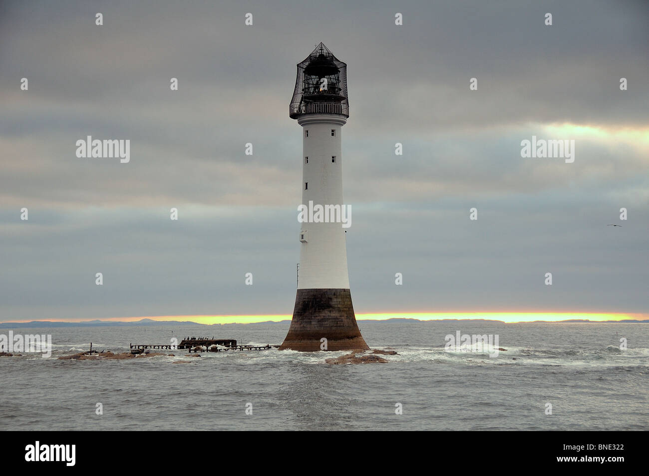 The Bell Rock Lighthouse (12 miles off the coast of Arbroath), Angus ...