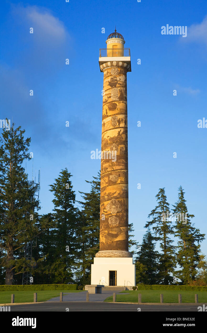 Low angle view of a tower, Astoria Column, Astoria, Oregon, USA Stock ...