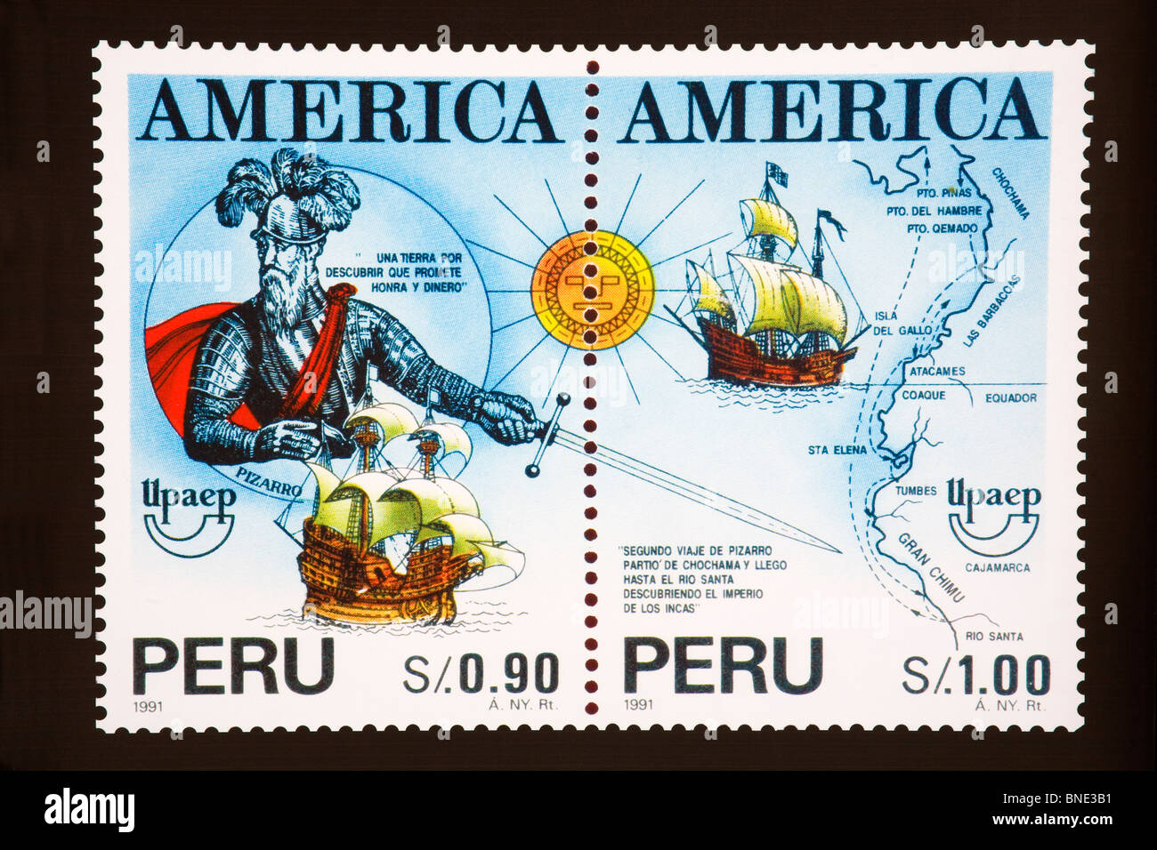 Close-up of a postage stamp, Plaza-De-Armas, Lima, Peru Stock Photo - Alamy