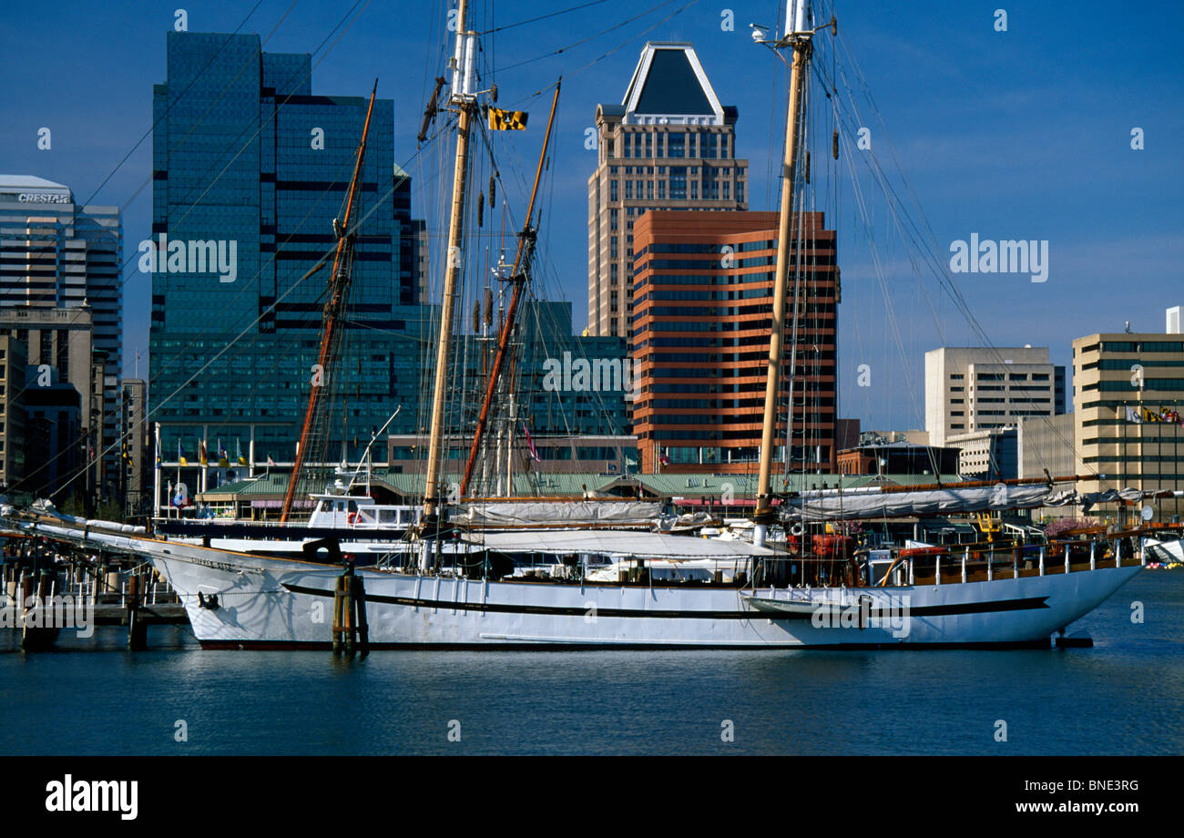USA, Maryland, Baltimore, tall ship in harbour Stock Photo - Alamy
