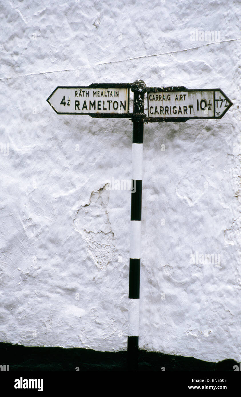 Information sign in front of a wall, Milford, Ireland Stock Photo - Alamy