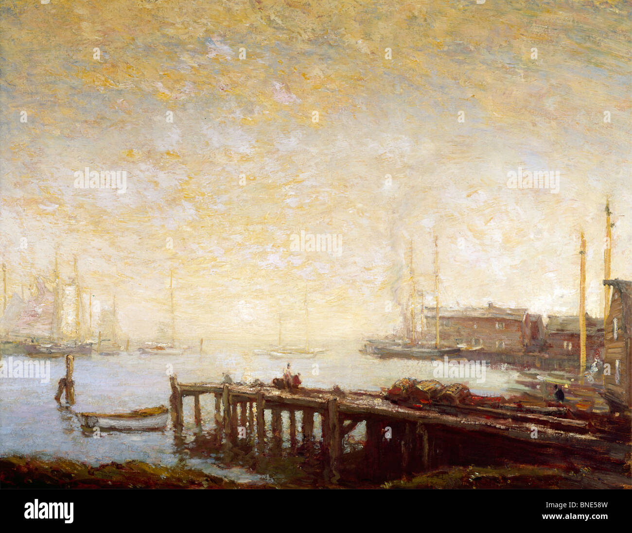 The Harbor by Henry Ward Ranger, oil on canvas, 1890, (1858-1916), USA ...