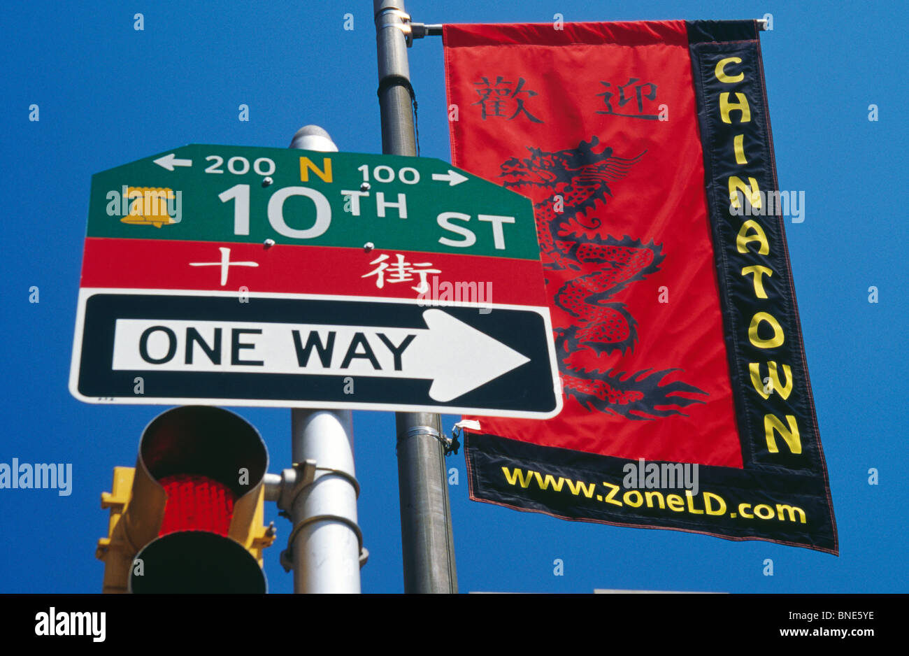 USA, Pennsylvania, Philadelphia, one way sign in Chinatown Stock Photo ...