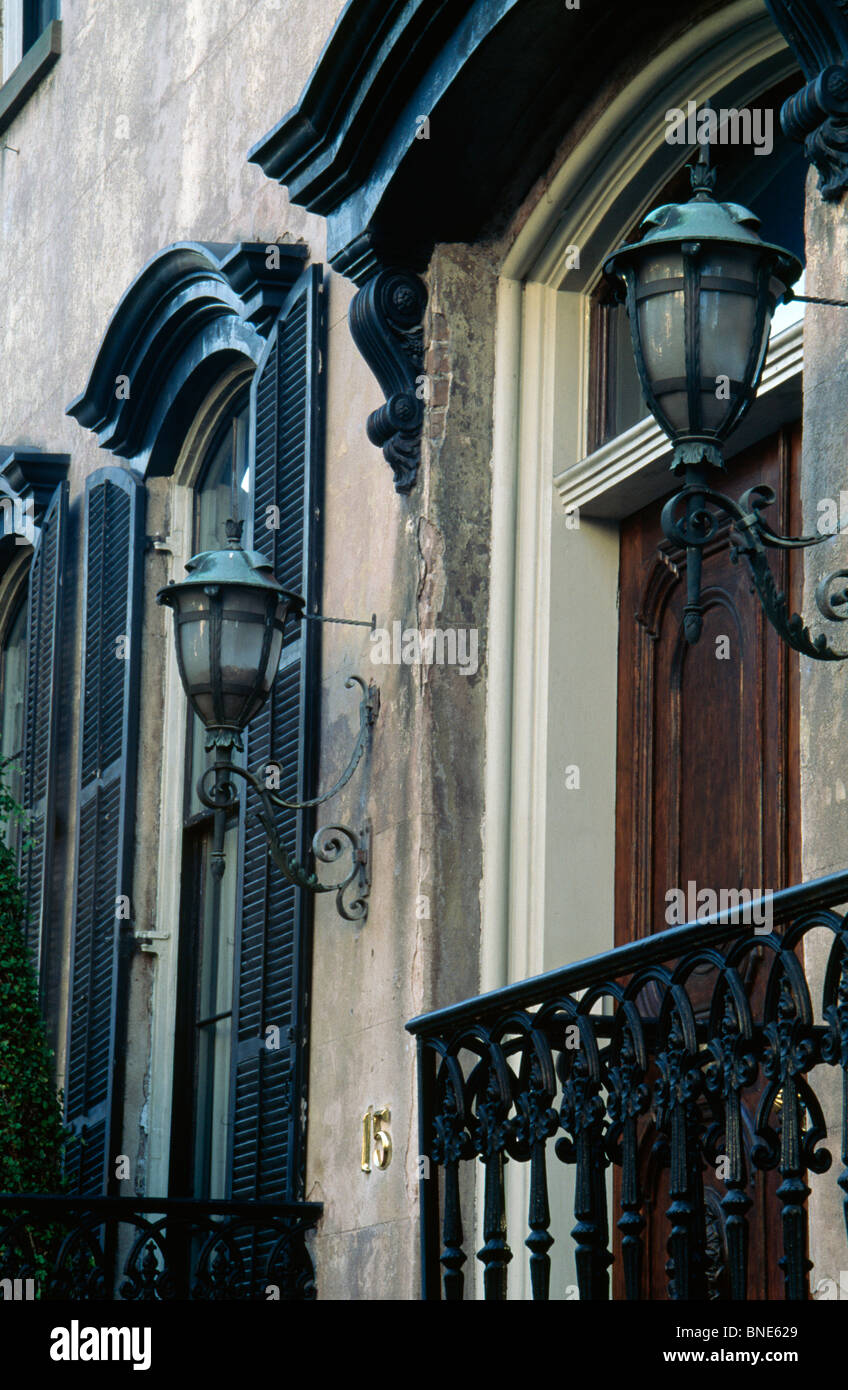 USA, Georgia, Savannah, Stoddard-Lawton House, facade, close-up Stock ...