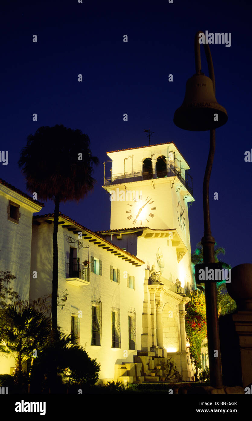 USA, California, Santa Barbara, Courthouse at night Stock Photo - Alamy