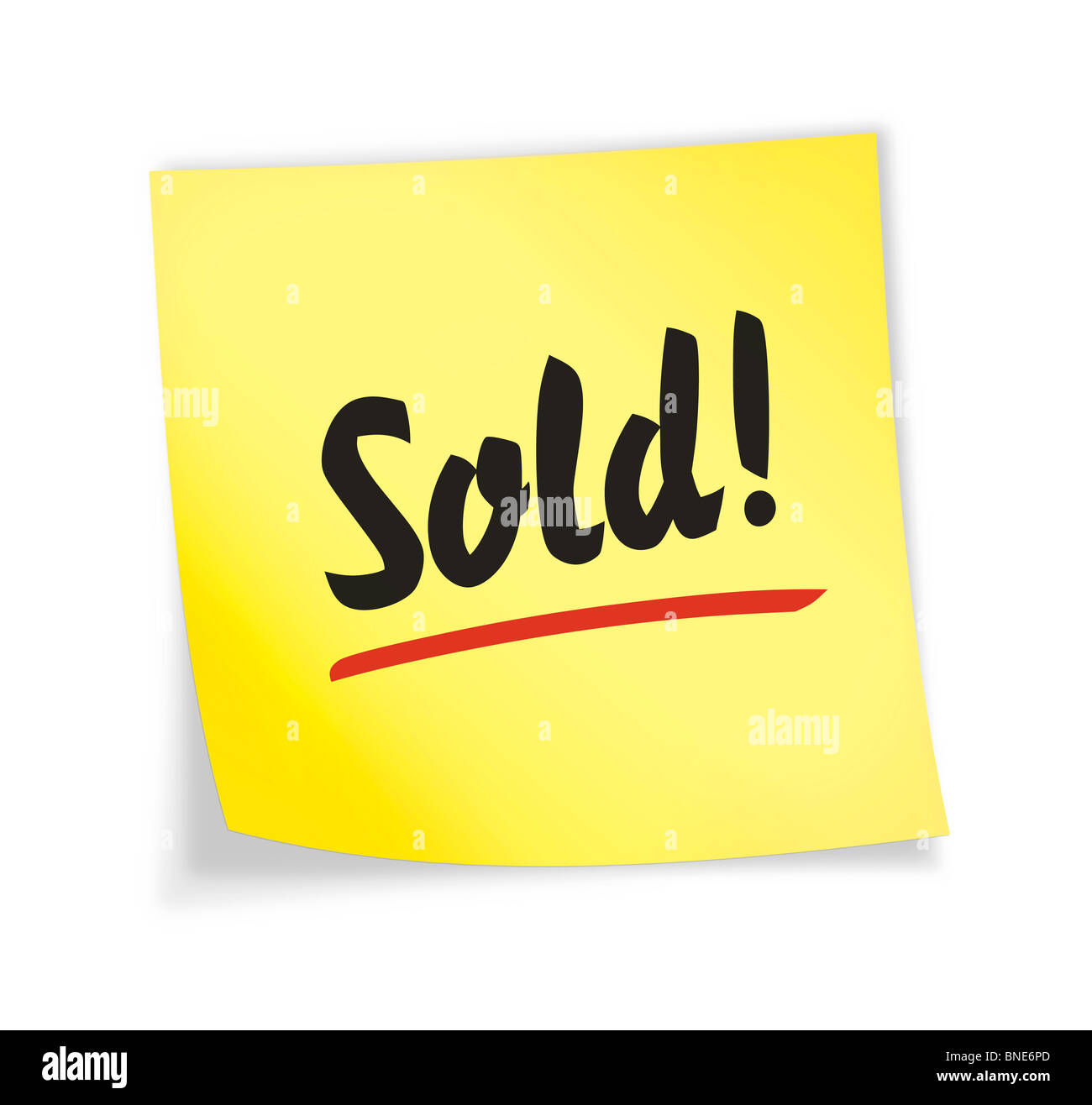 Yellow sticky note "sold", 3d illustration Stock Photo - Alamy