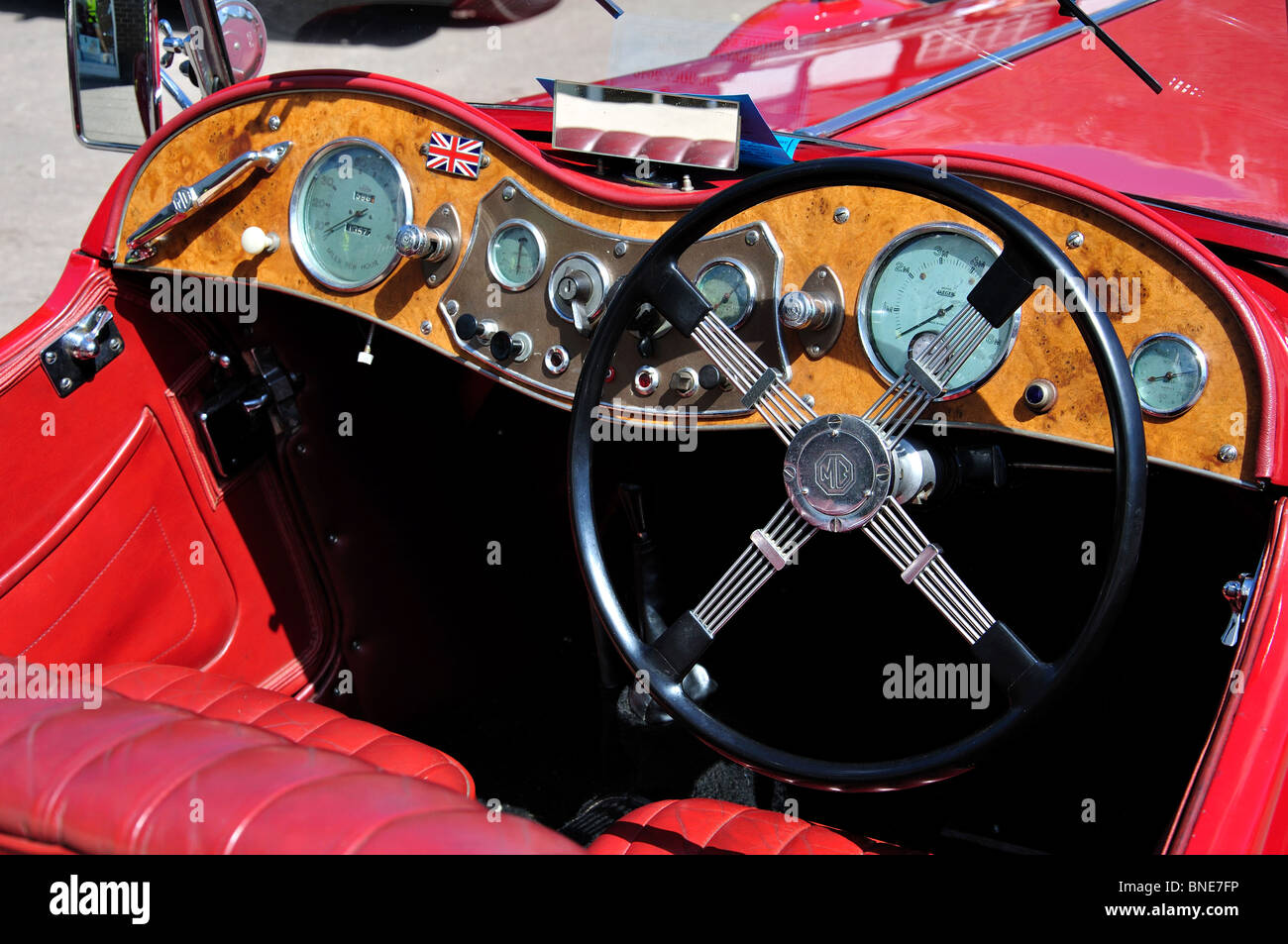 MG dashboard, Classic Car Rally, Hoddesdon, Hertfordshire, England ...