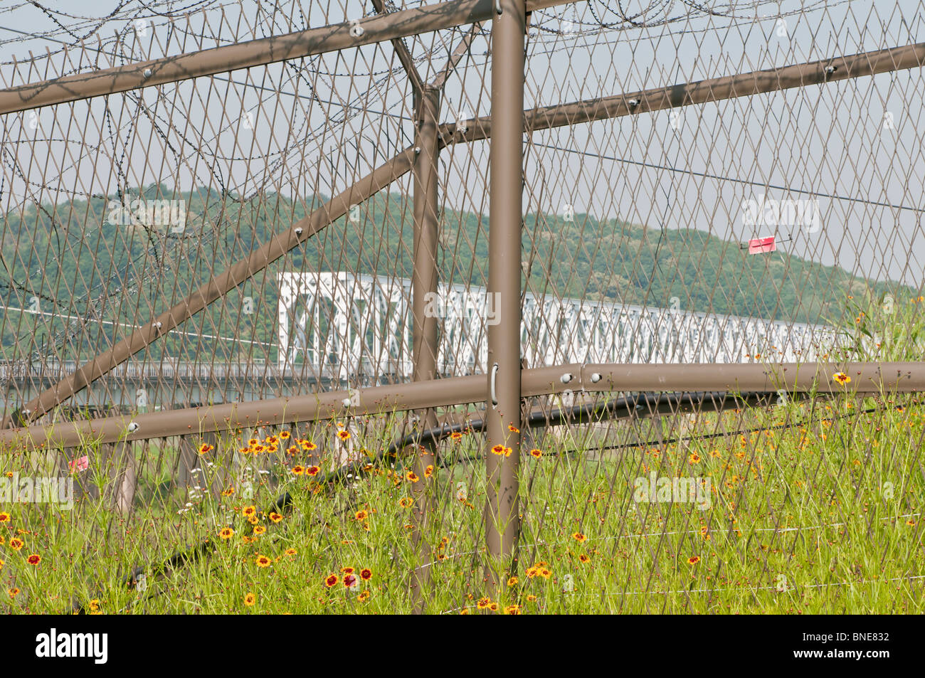 Freedom Bridge and the DMZ fence, Demilitarized Zone (DMZ) between ...