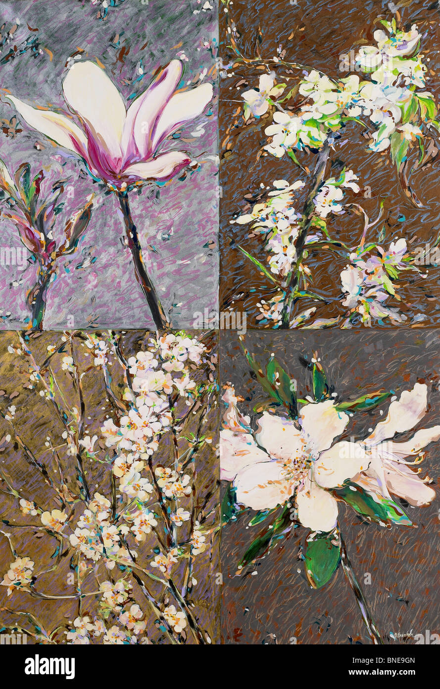 Quadrant with Japanese Magnolias, Plum Blossoms, and Azaleas by John ...