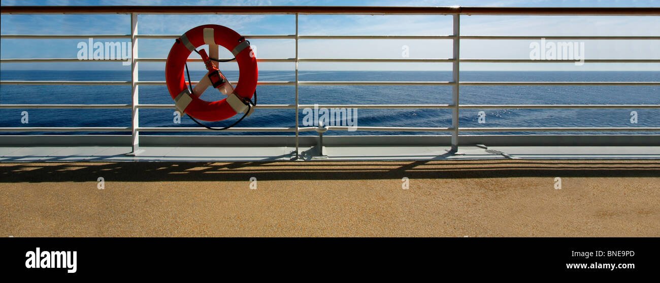 Life belt on a cruise ship in the sea Stock Photo - Alamy