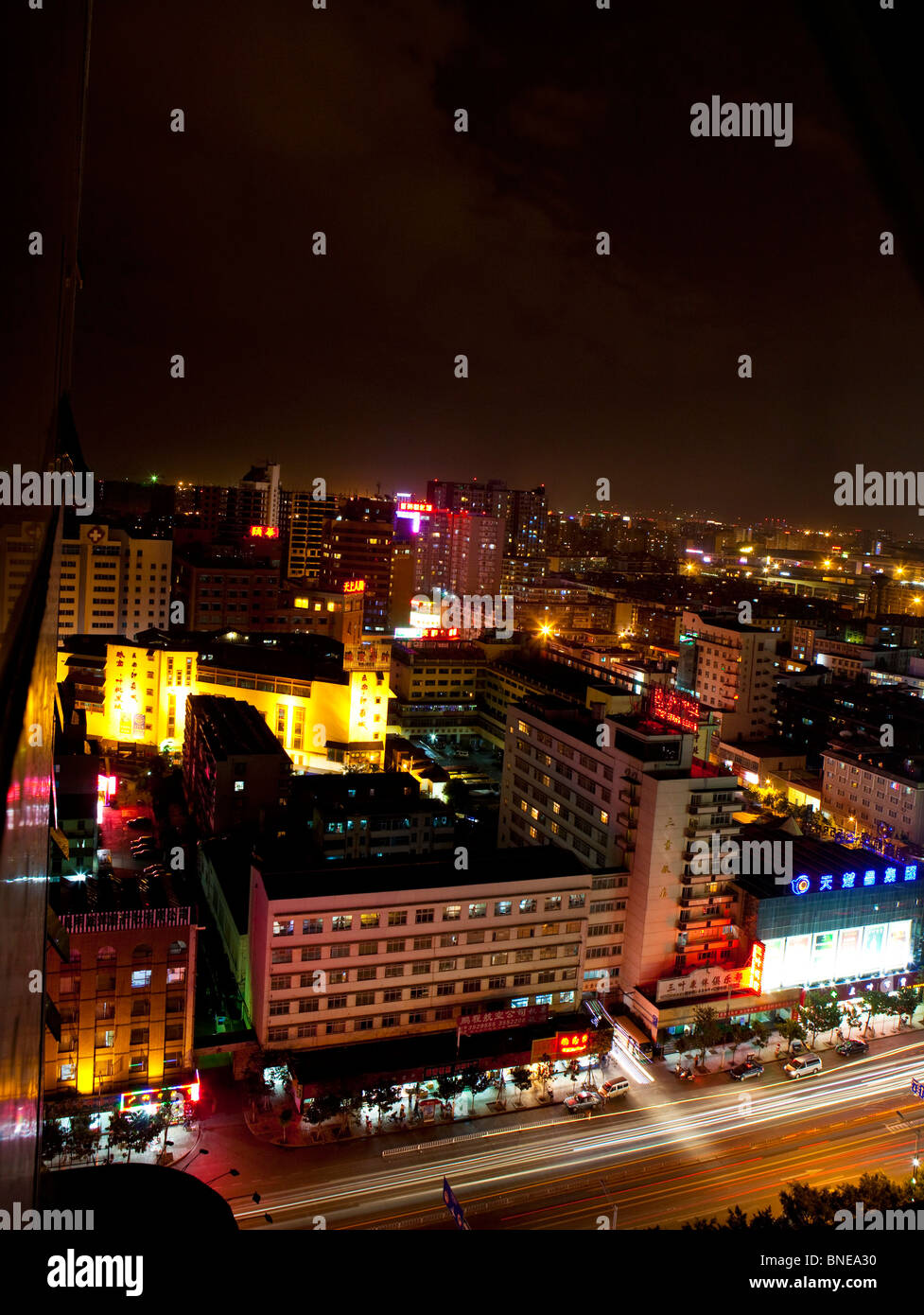 Buildings lit up at night, Chengdu, Sichuan Province, China Stock Photo - Alamy