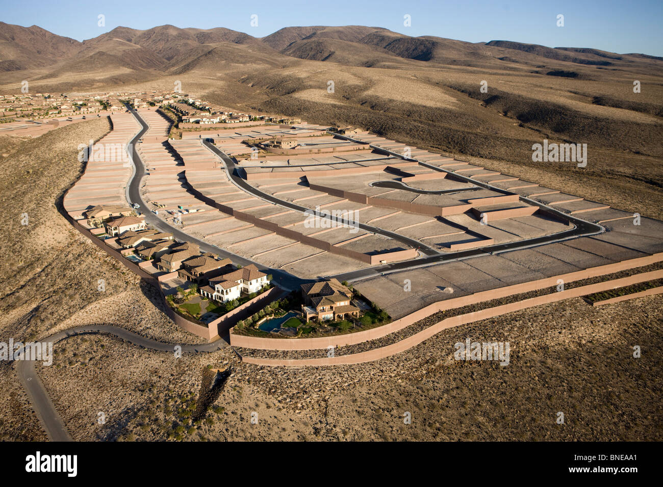 Aerial view of a construction site, Las Vegas, Clark County, Nevada ...