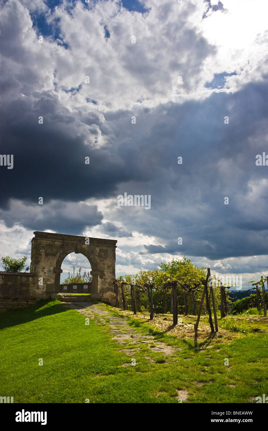 Castle gate and storm clouds Stock Photo - Alamy