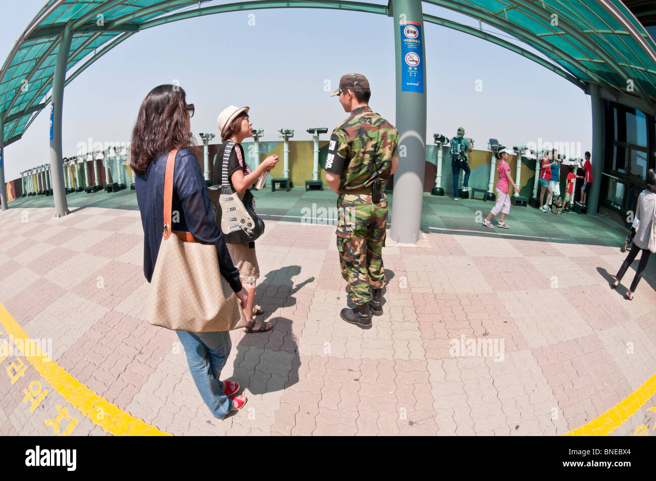 Photo Line at the Dora Observatory overlooking border with North Korea ...