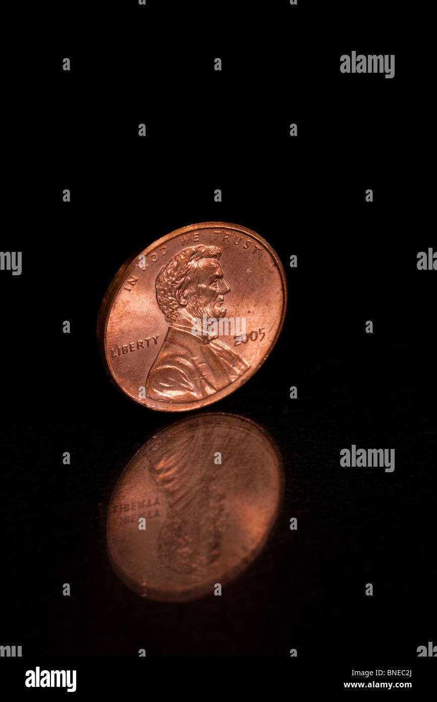 US Penny with Black Background Stock Photo - Alamy